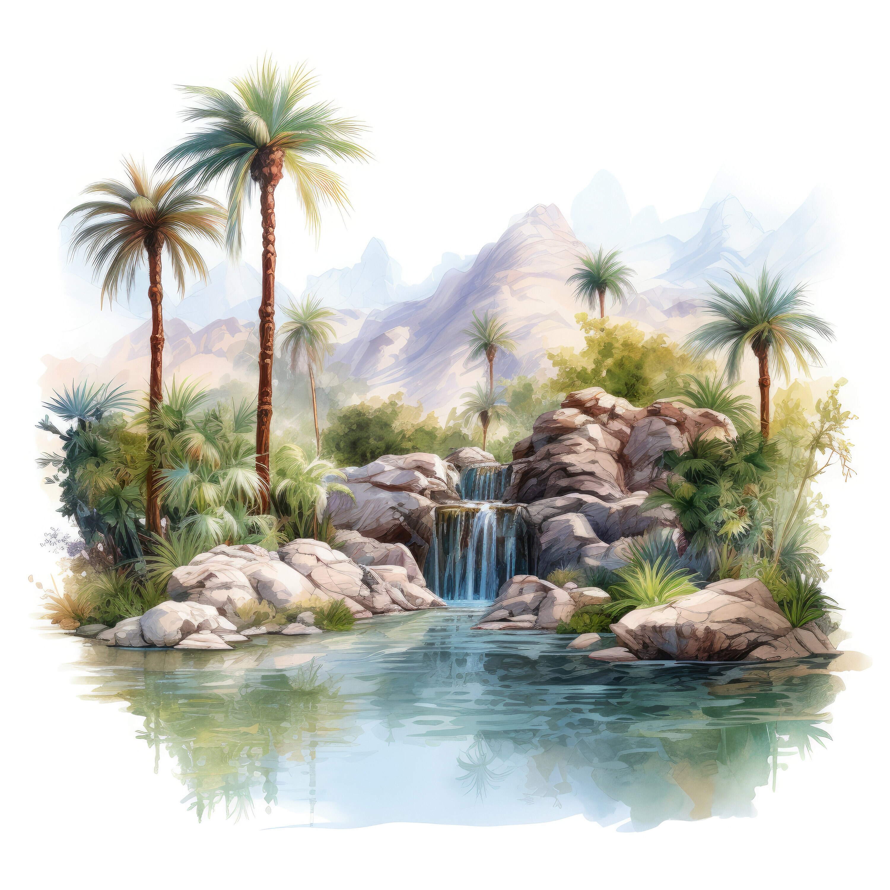 Oasis Clipart Landscape | 10 High Quality JPG | Scrapbooking, Card ...