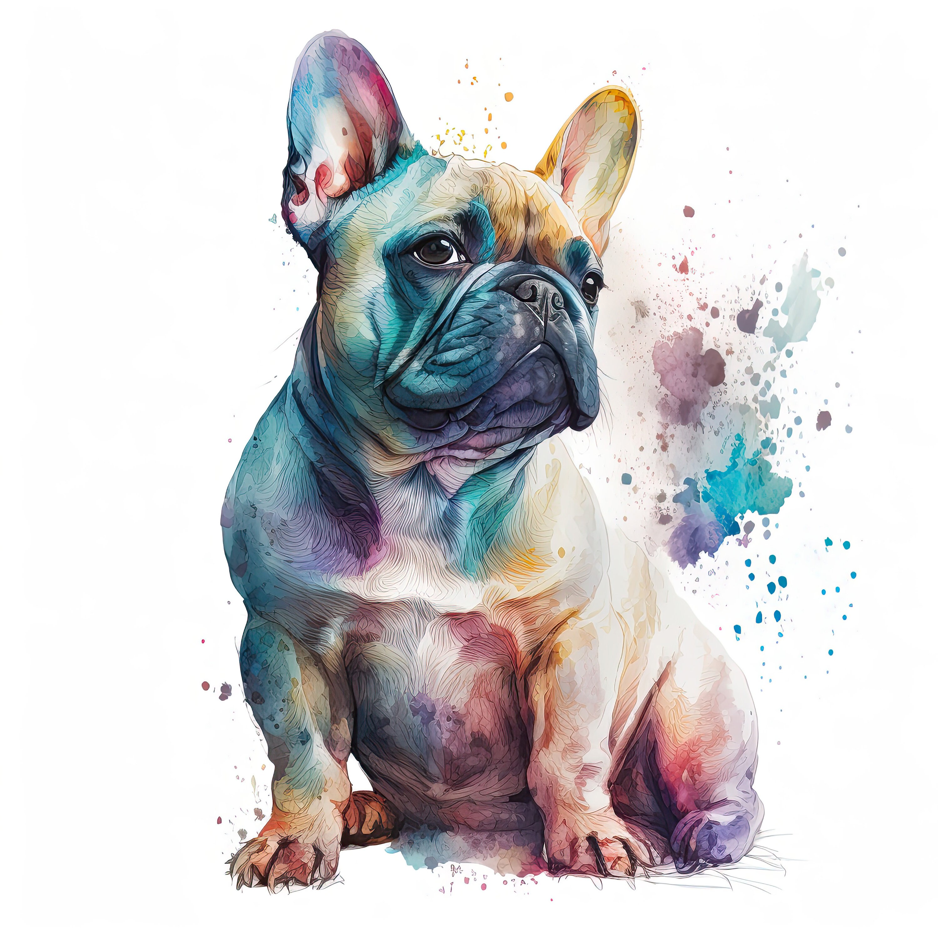 Watercolor French Bulldog Clipart | 10 High Quality JPG | Scrapbooking ...
