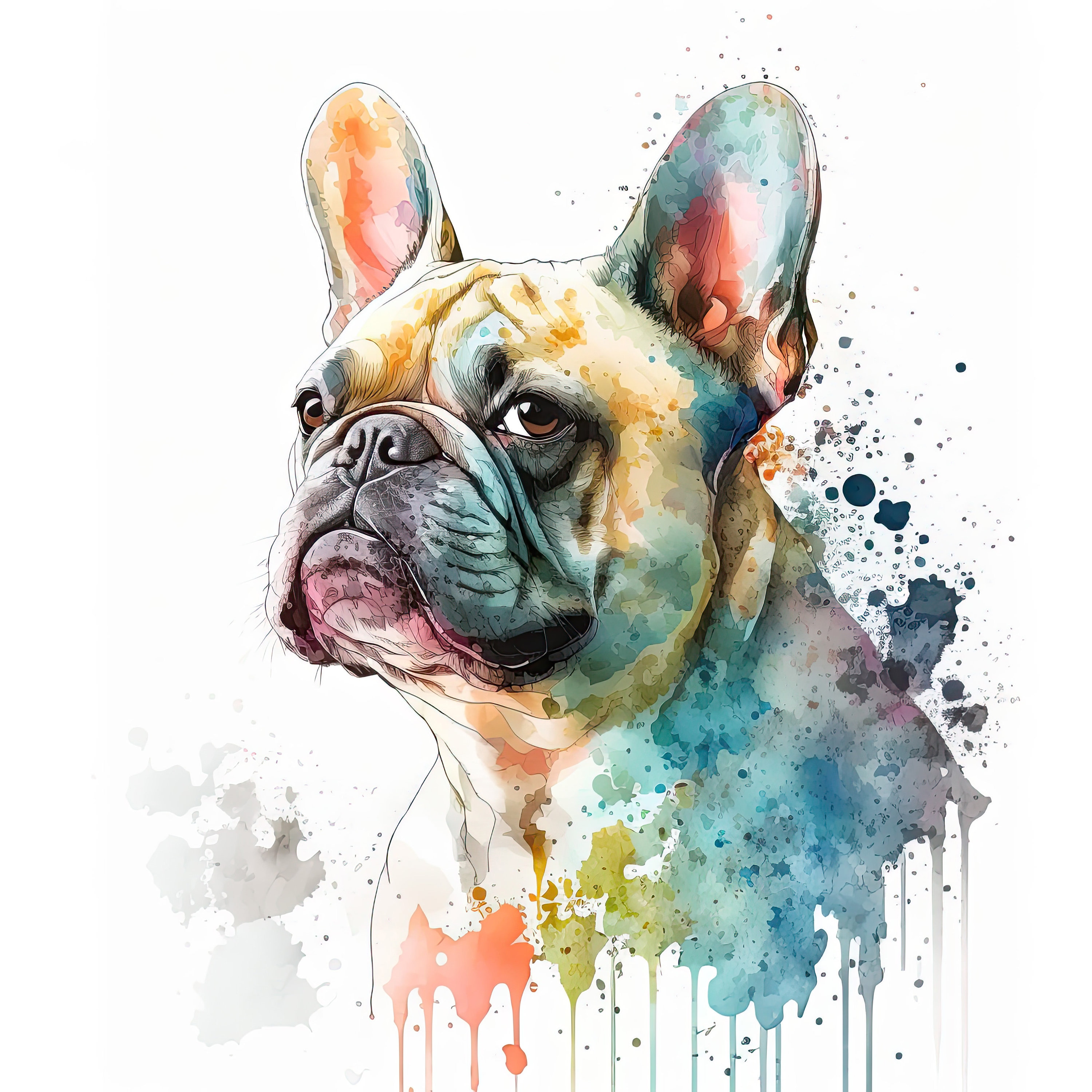 Watercolor French Bulldog Clipart | 10 High Quality JPG | Scrapbooking ...