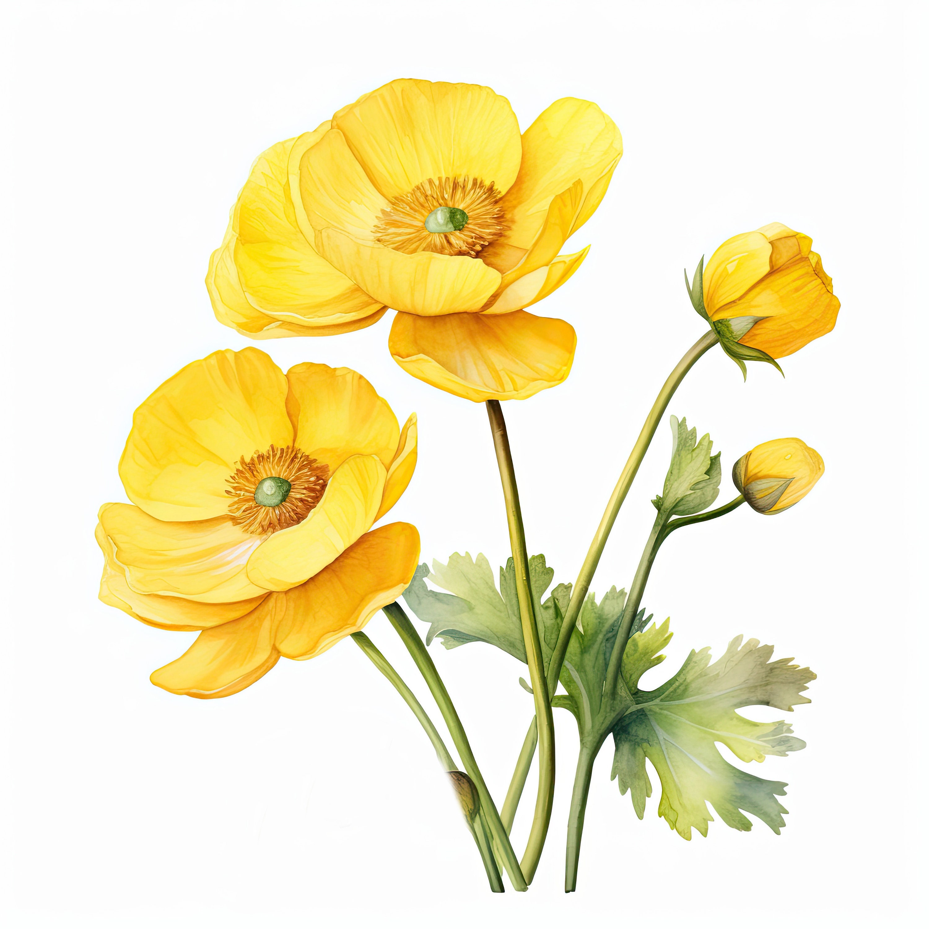 Buttercup Flower Clipart 10 High Quality JPG Scrapbooking, Card Making ...