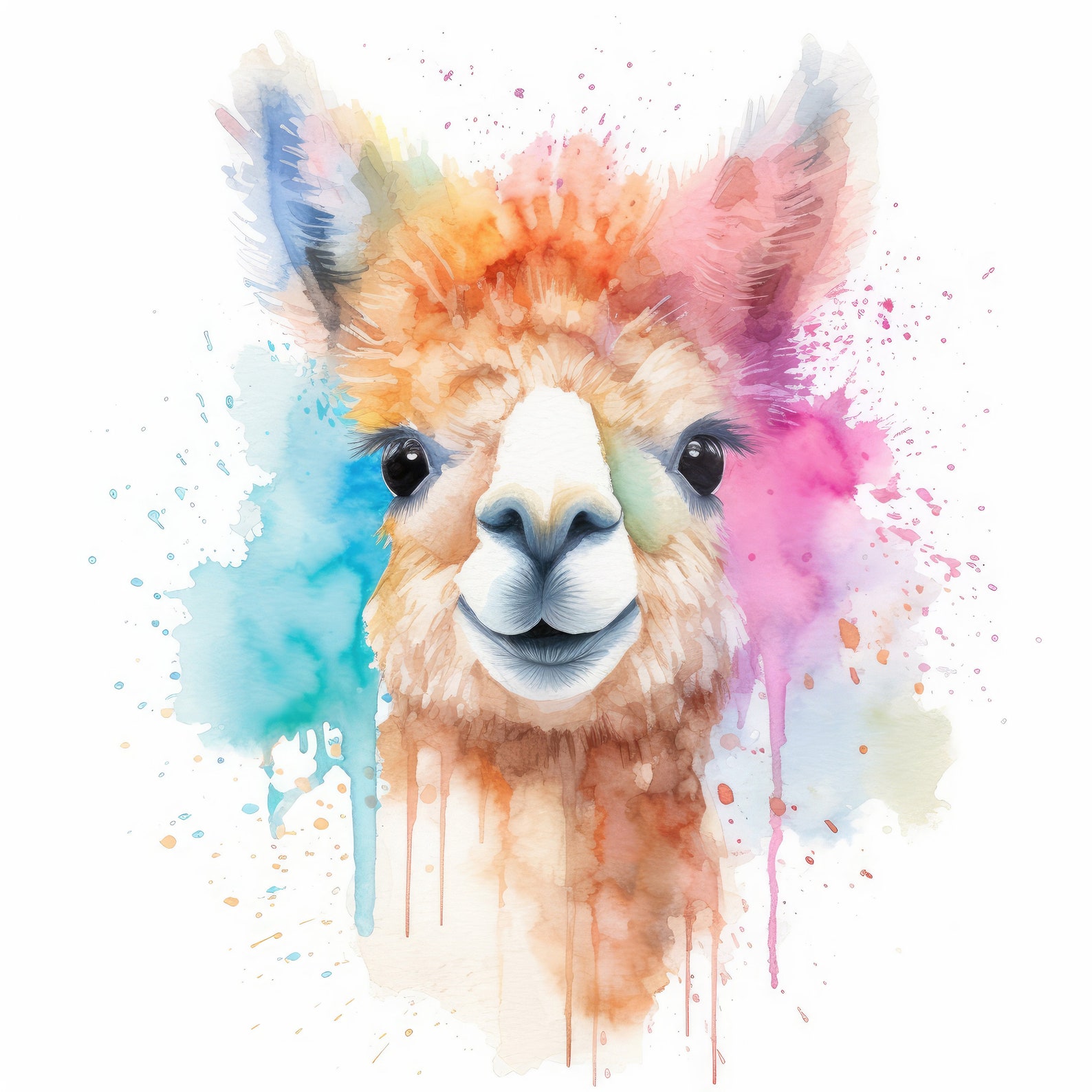 Watercolor Llama Alpaca Clipart 10 High Quality JPG Scrapbooking, Card ...