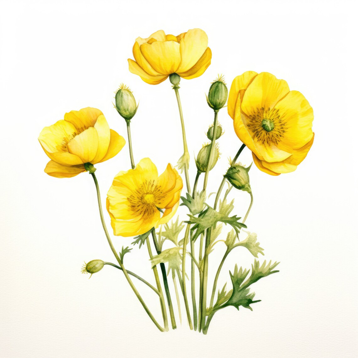 Buttercup Flower Clipart | 10 High Quality JPG | Scrapbooking, Card ...