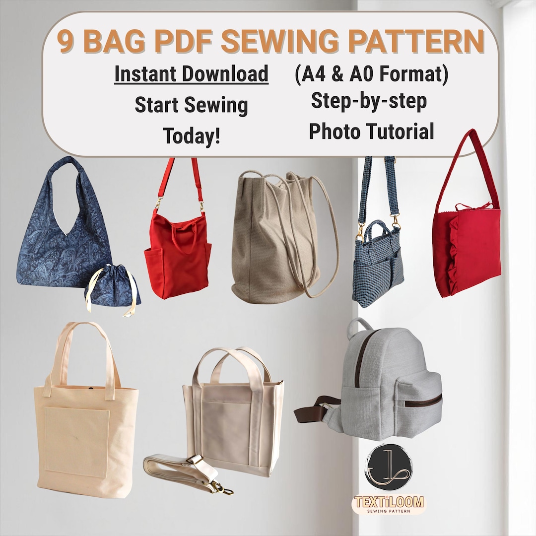 9 Bag Sewing Pattern Bundle | PDF Pattern | Instant Download | Canvas ...