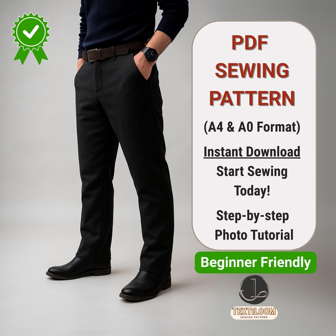 Men's Pants Sewing Pattern / PDF Sewing Pattern / Men Trousers PDF ...