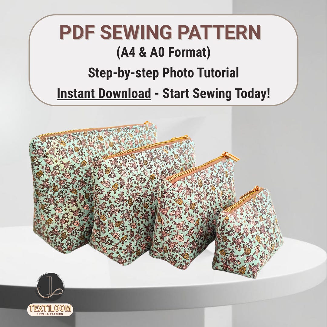 Toiletry Bag Sewing Pattern | 4 SIZES | Instant Download | Ouilted ...