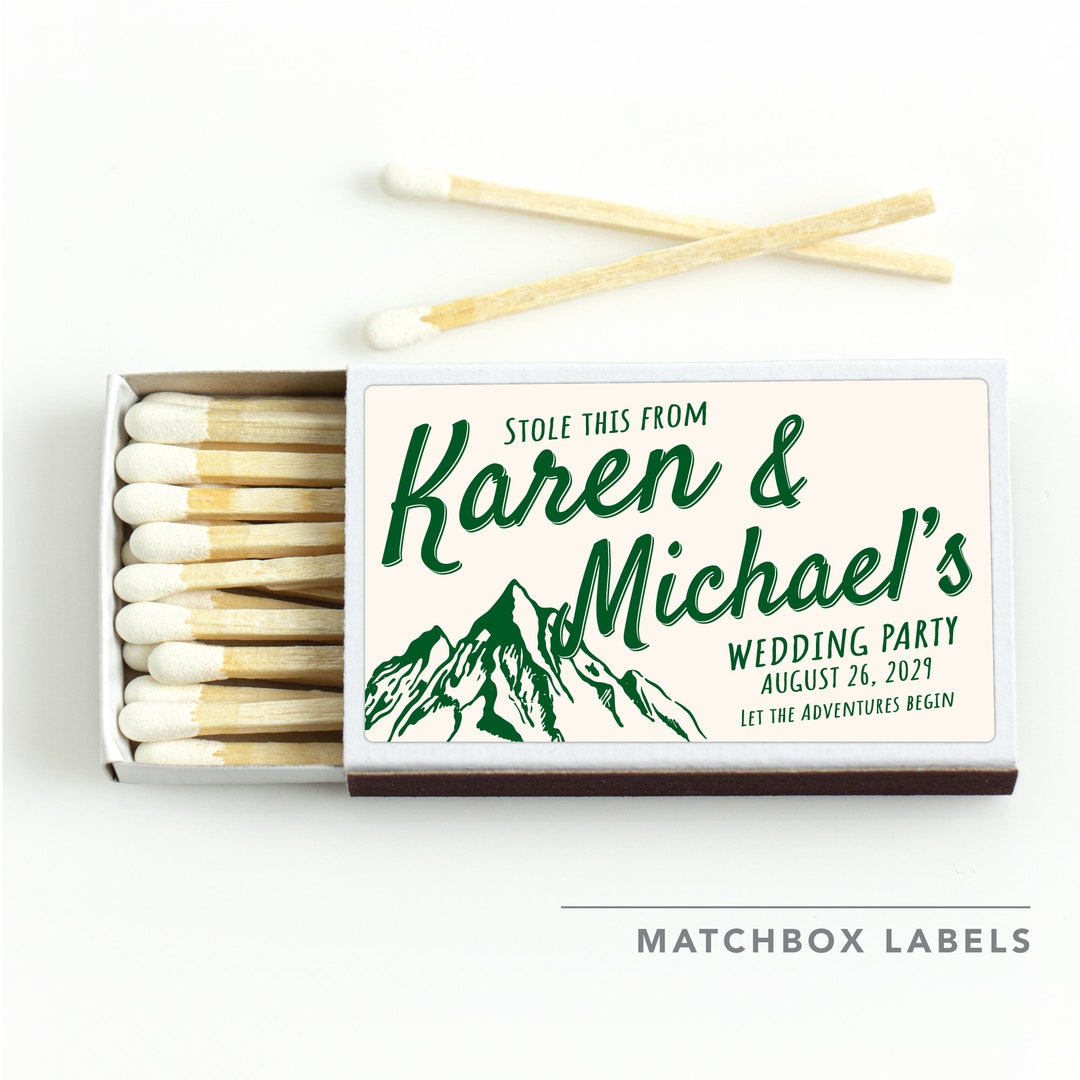 BULK Match Boxes + Labels SET OF 50 - Personalized Texts - Party Favor ...