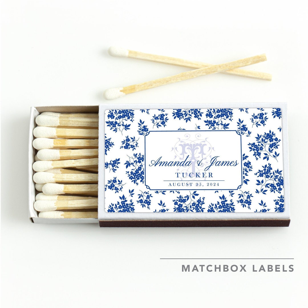 BULK Match Boxes + Labels SET OF 50 - Personalized Texts - Party Favor ...