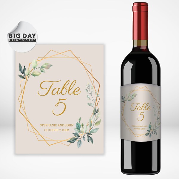 Custom Wine Bottle Labels Table Number - Etsy