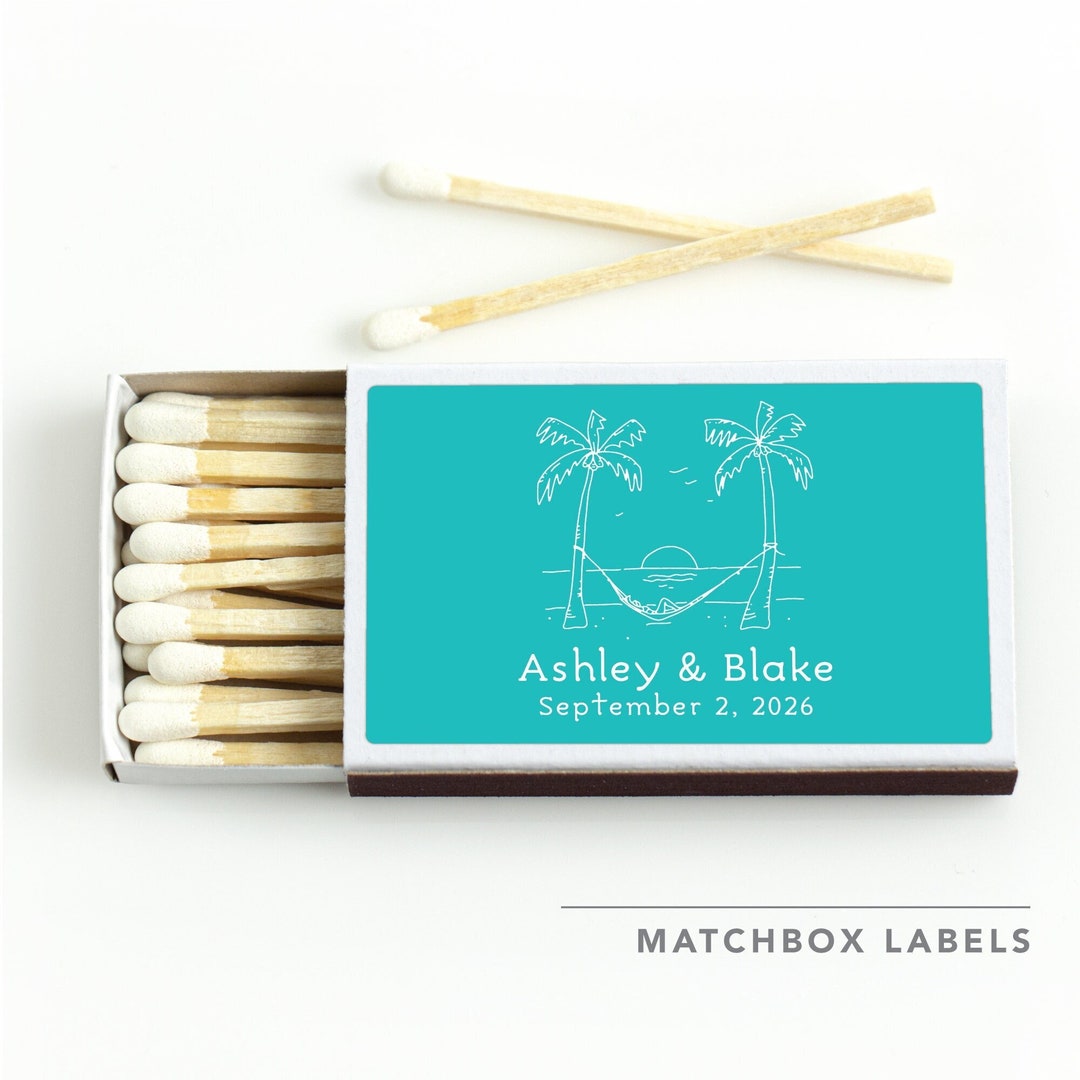 BULK Match Boxes + Labels SET OF 50 - Personalized Texts - Party Favor ...