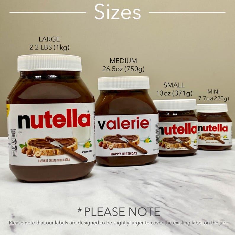 Personalized Nutella Jar Labels, Custom Hazelnut Spread Labels ...