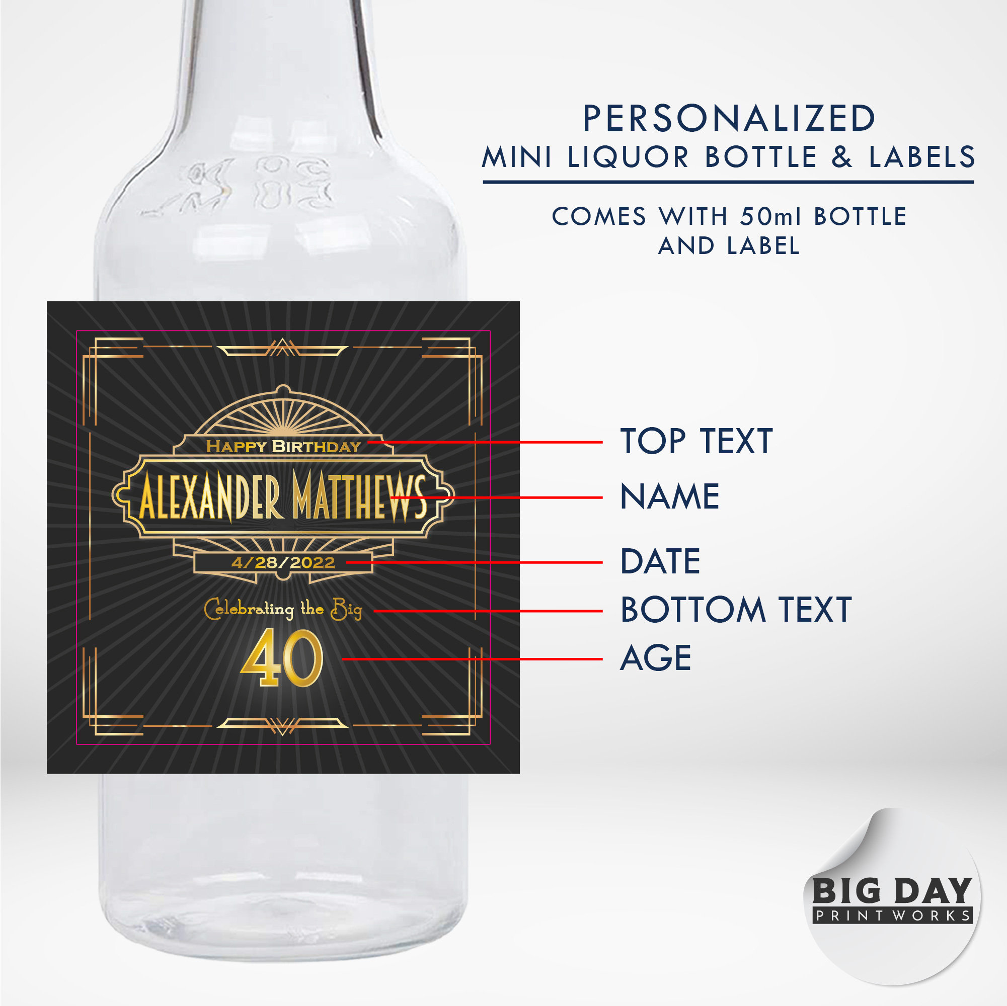 Personalized Custom Mini Liquor Party Gift or Favor Labels | Birthday ...