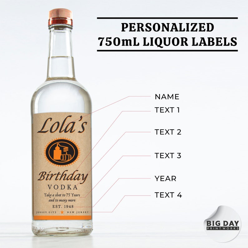 Personalized 750ml Liquor Bottle Label | Custom Liquor Label | Custom ...