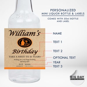 Custom 50 Ml Mini Liquor Labels | His or Her Favorite Drink | Optional ...
