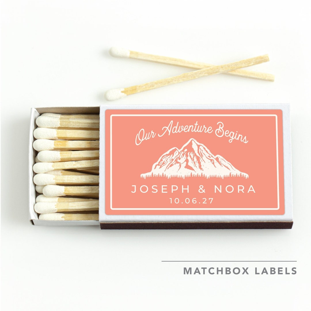 BULK Match Boxes + Labels SET OF 50 - Personalized Texts - Party Favor ...