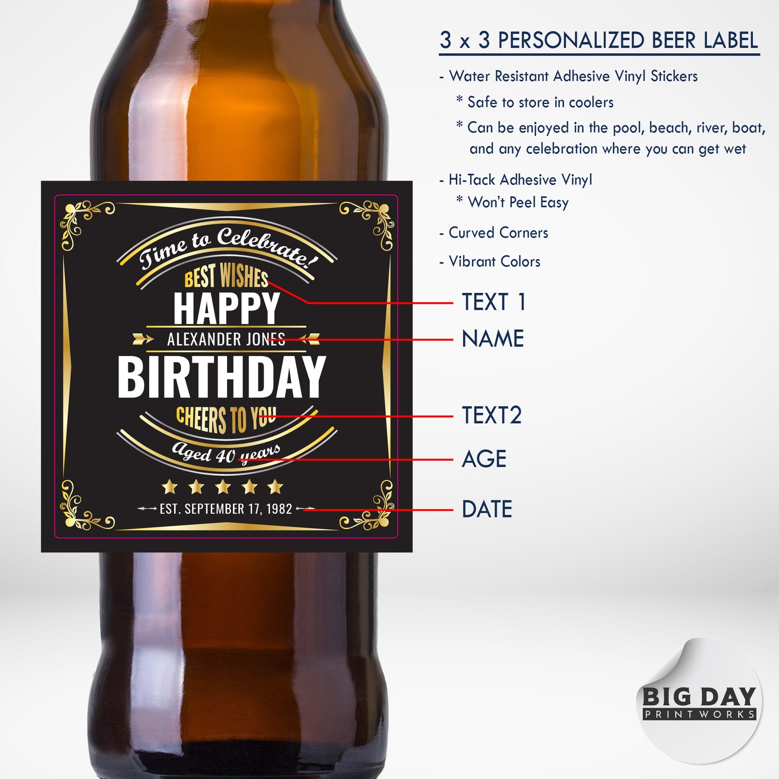 Personalized Custom Beer Labels | Happy Birthday Beer Labels | Birthday ...