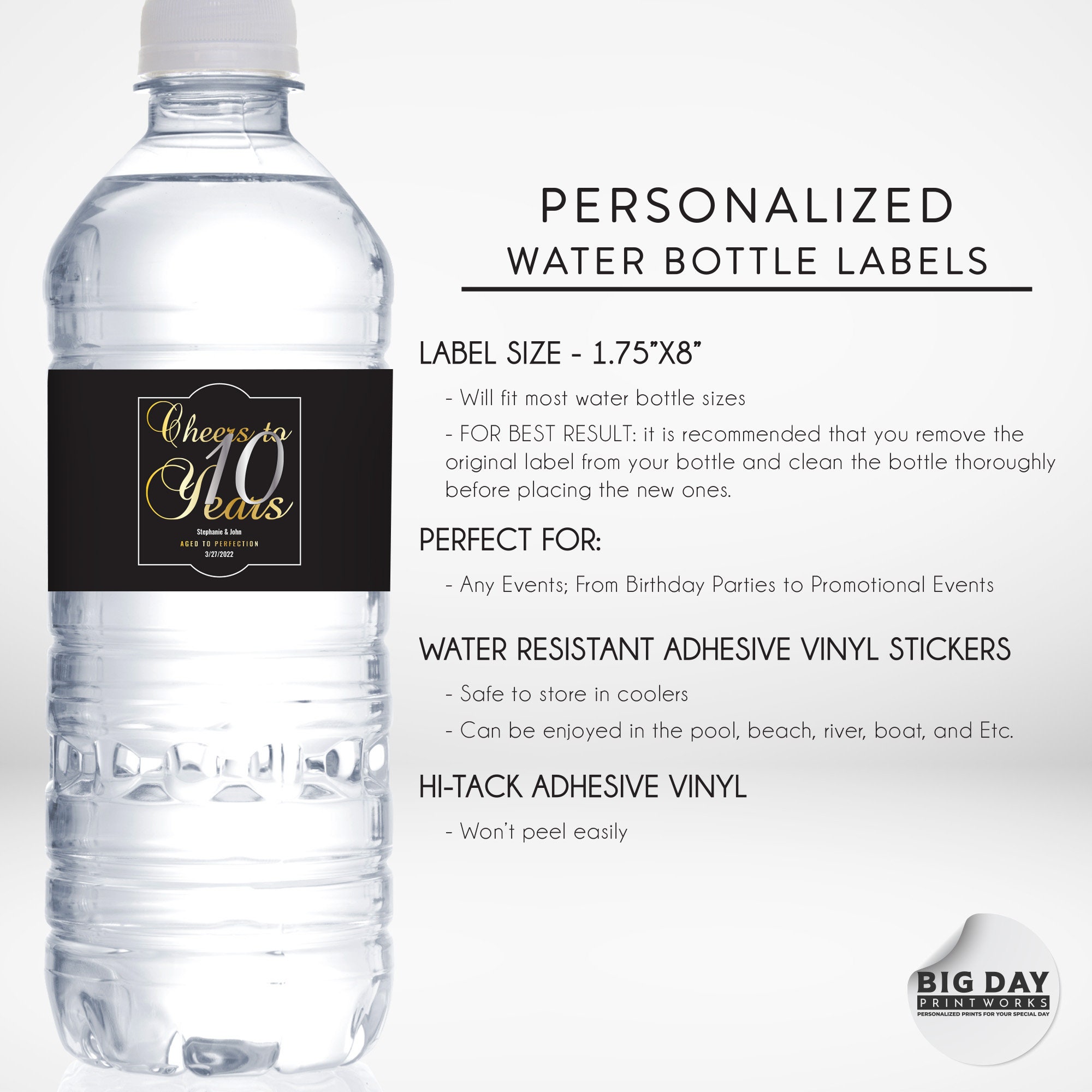 Custom Water Bottle Labels Personalized Water Bottle Labels - Etsy