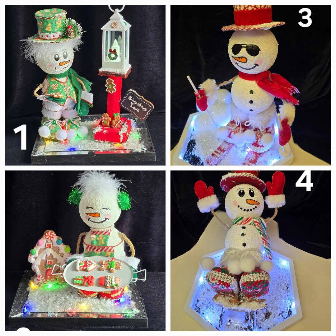 Lighted Handmade Snowmen Figures - Etsy