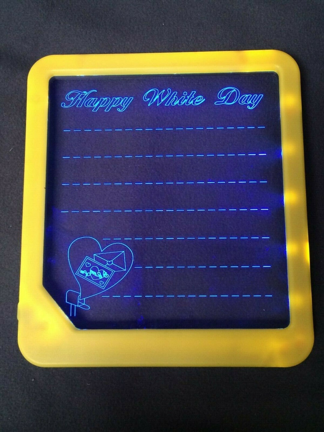 Neon Glow Board Write on Board Yellow Frame "happy White Day" AZM - Etsy