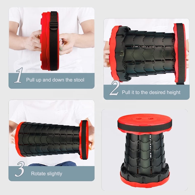 Collapsible Portable Chair, Retractable Folding Stool, Sturdy ...