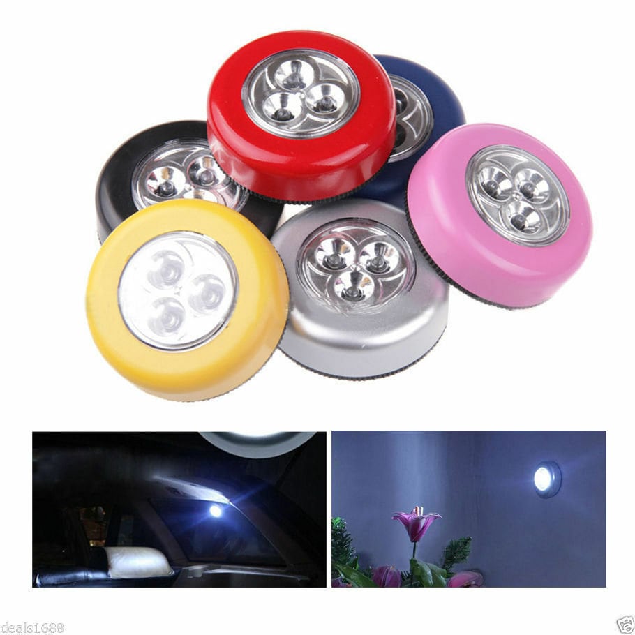 50 Pack Stick-on Push Light 4LED Battery-powered Night Light Silver - Etsy