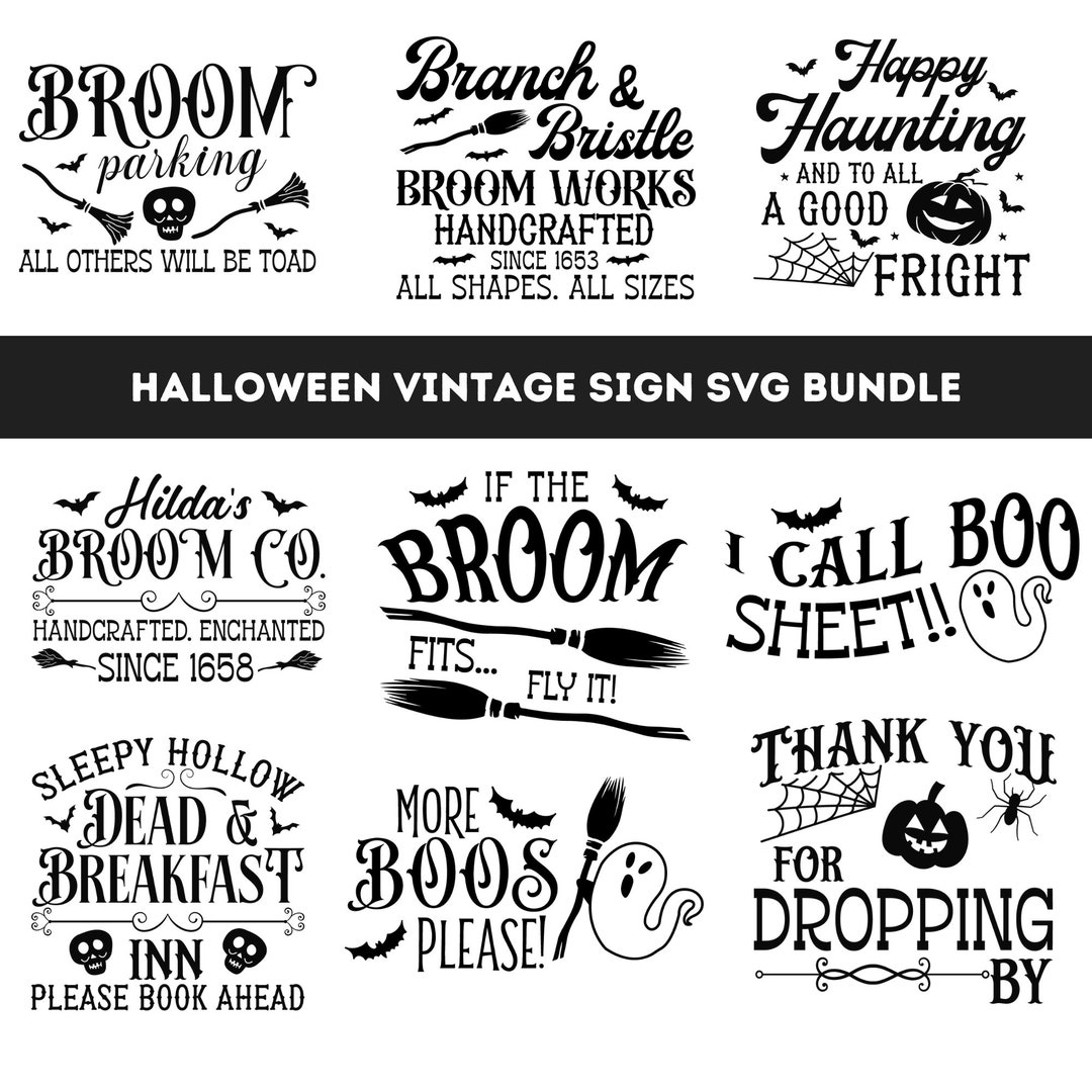 Halloween Vintage Sign SVG Bundle - Etsy