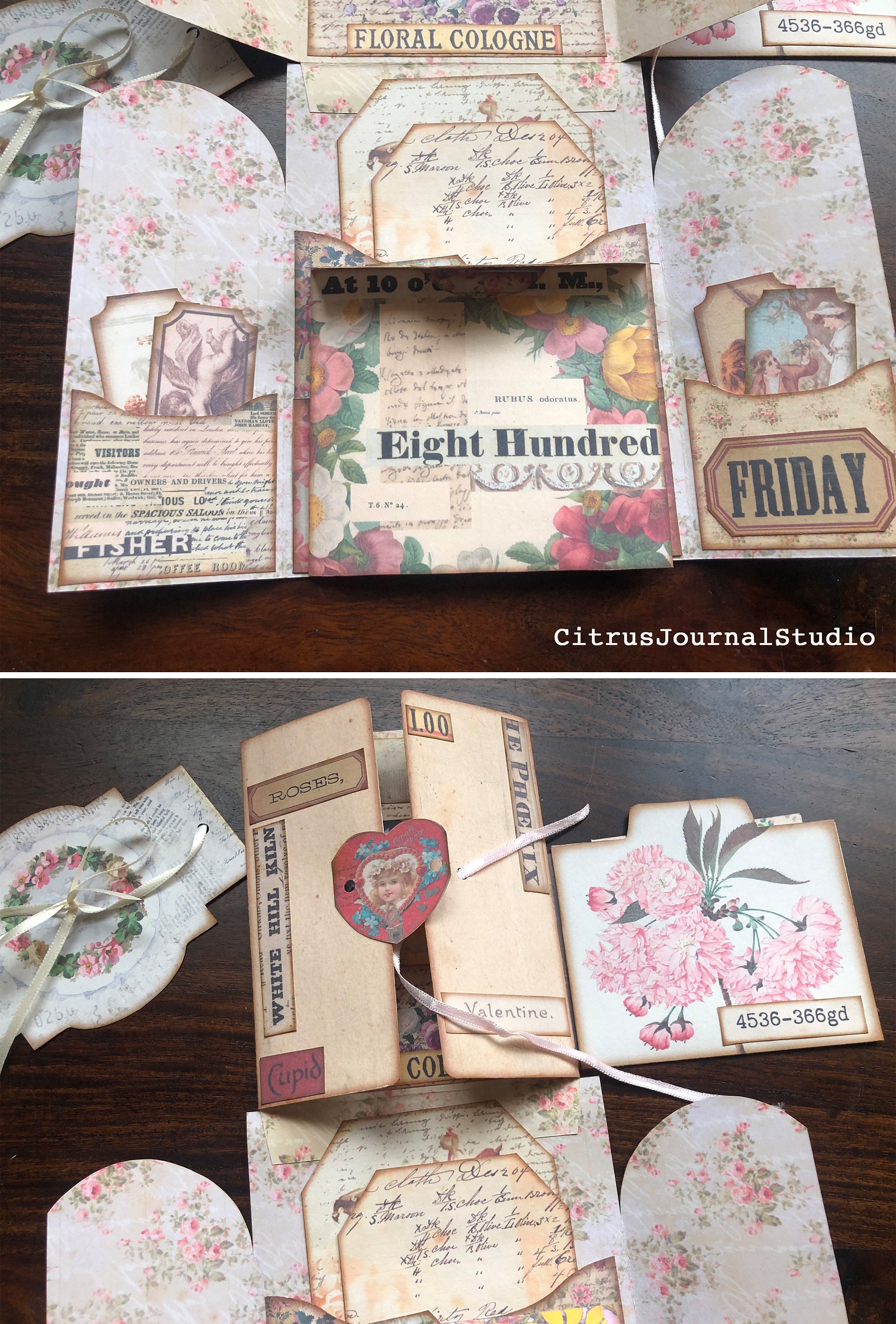 Valentine Journal, Heart Journal, Shabby Chic, Love Folio, Junk Journal ...