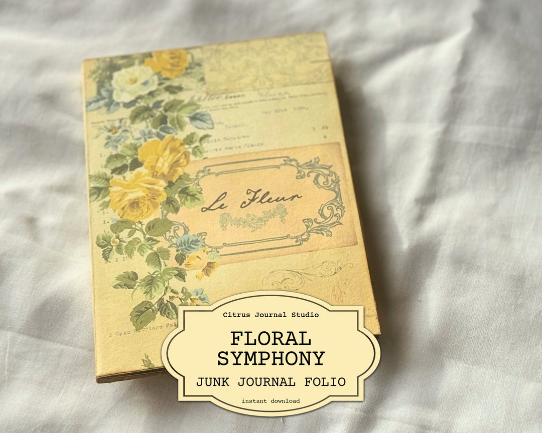 Vintage Floral Folio, Vintage Roses, Loaded Pockets, Junk Journal Kit ...