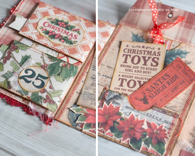 Christmas Envelope, Junk Journal Folio, Vintage Christmas Ephemera ...