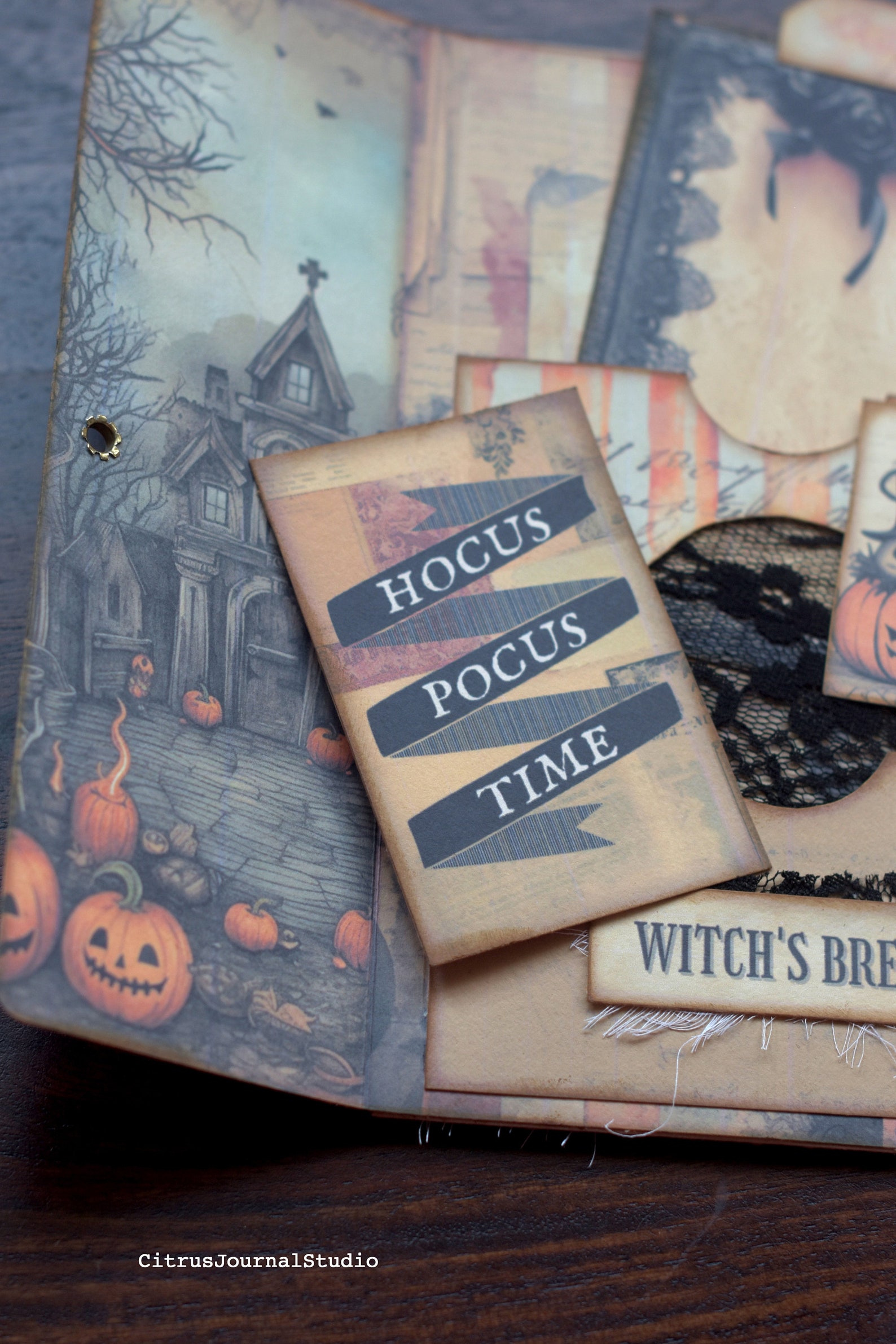 Spooky Halloween Folio, Junk Journal, Folding Folio, Vintage Ephemera ...