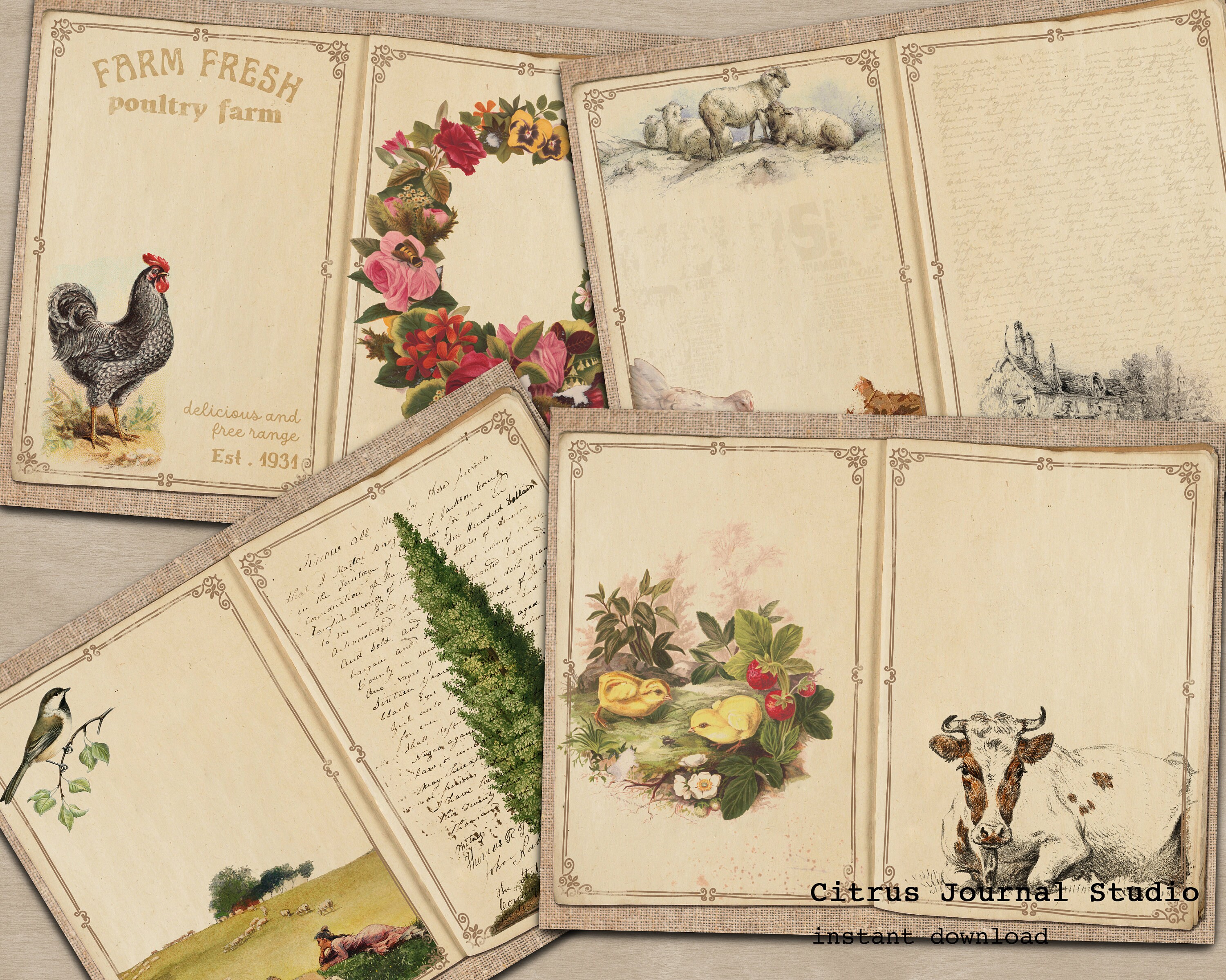 Farm Life Journal, Farm Digital Kit, Country Printable, Junk Journal ...