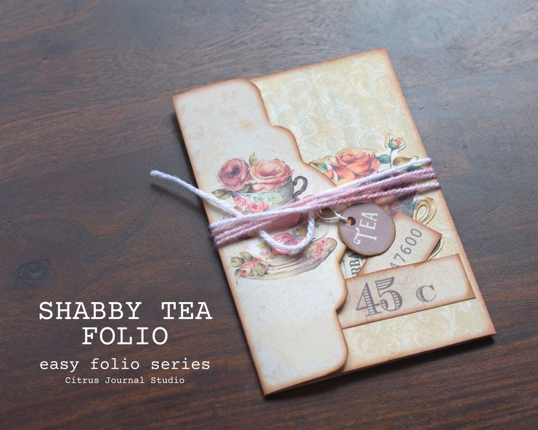 Tea Folio, Shabby Chic, Junk Journal Kit, Folding Folio, Journal Tags ...