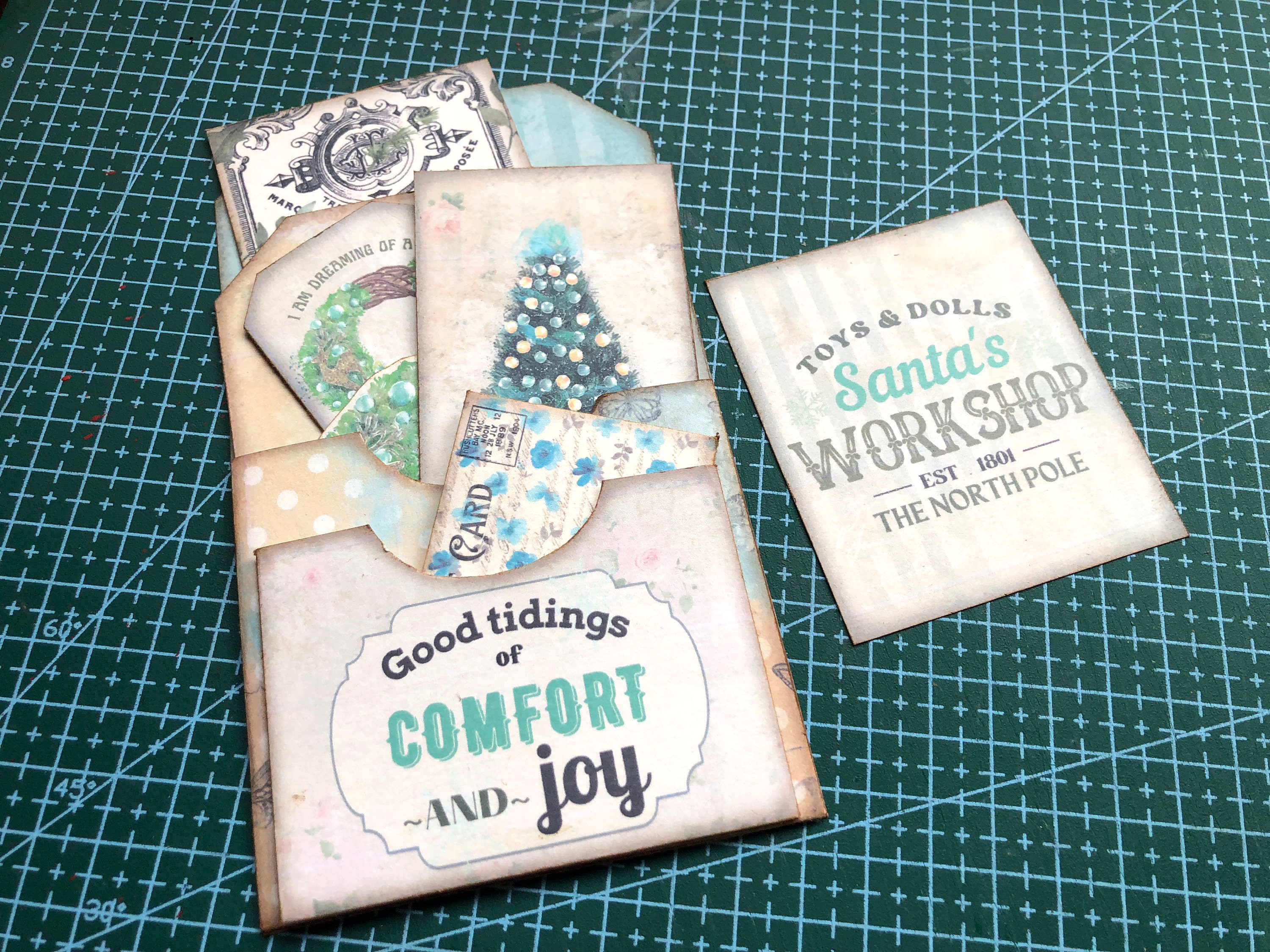 Christmas Pocket Tag, Christmas Loaded Tags, Shabby Chic, Blue ...