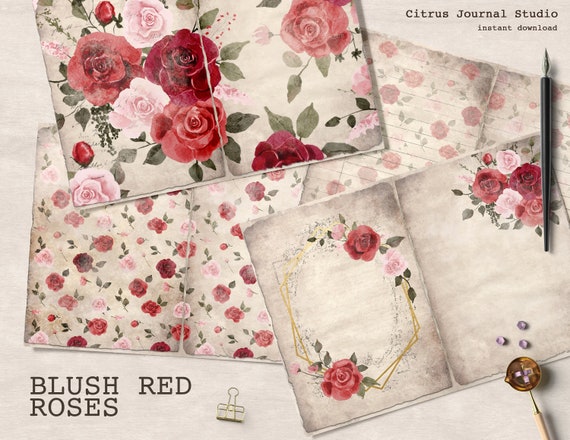 Vintage Rose Junk Journal Printable Journal Red Rose Paper - Etsy