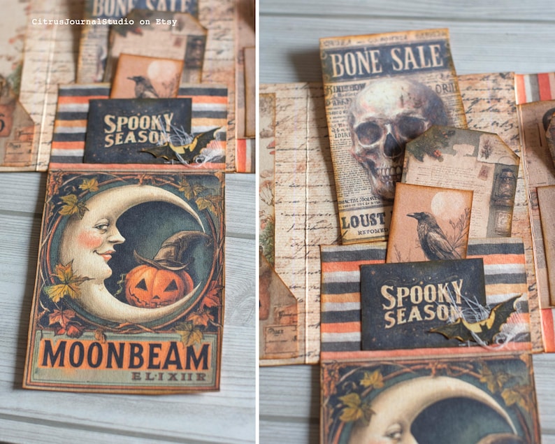 Halloween Junk Journal, Spooky Pumpkin Skeleton Folio, October Daily ...