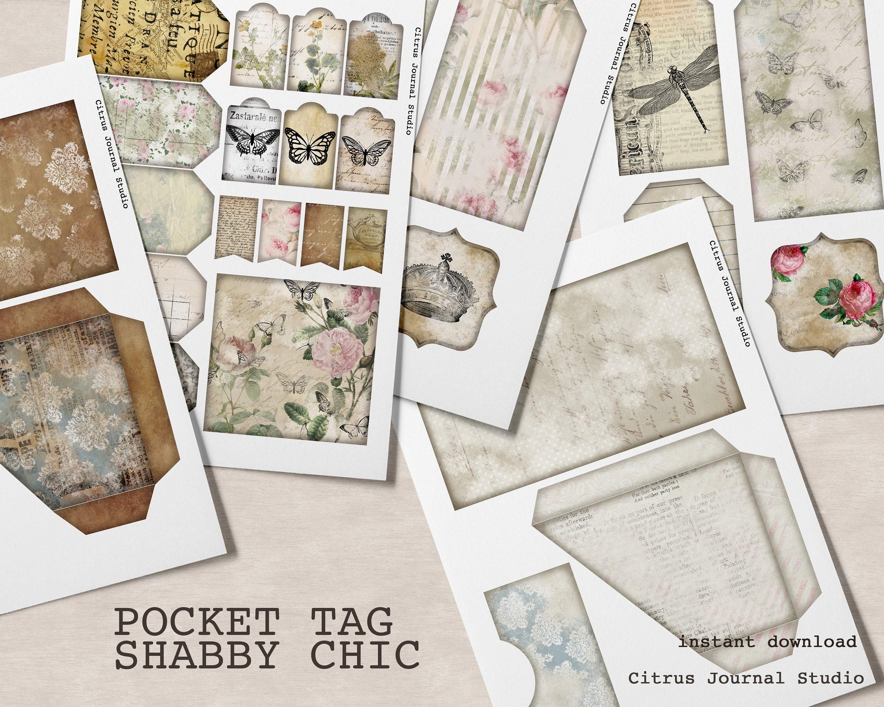 Pocket Tag Junk Journal Printable Ephemera Journal Tags - Etsy