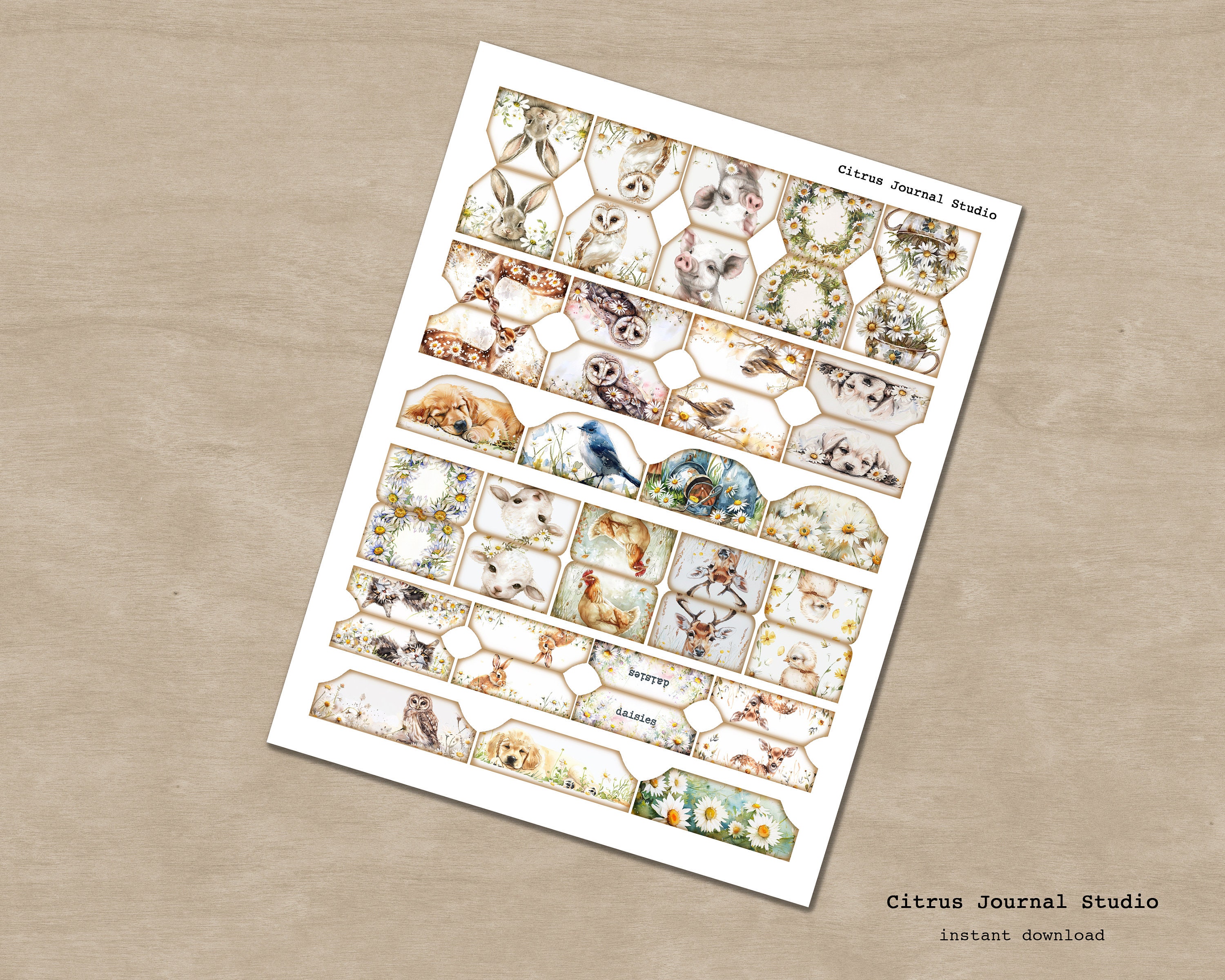 Daisy Tabs, Junk Journal Tabs, Spring Journal Tabs, Vintage ...