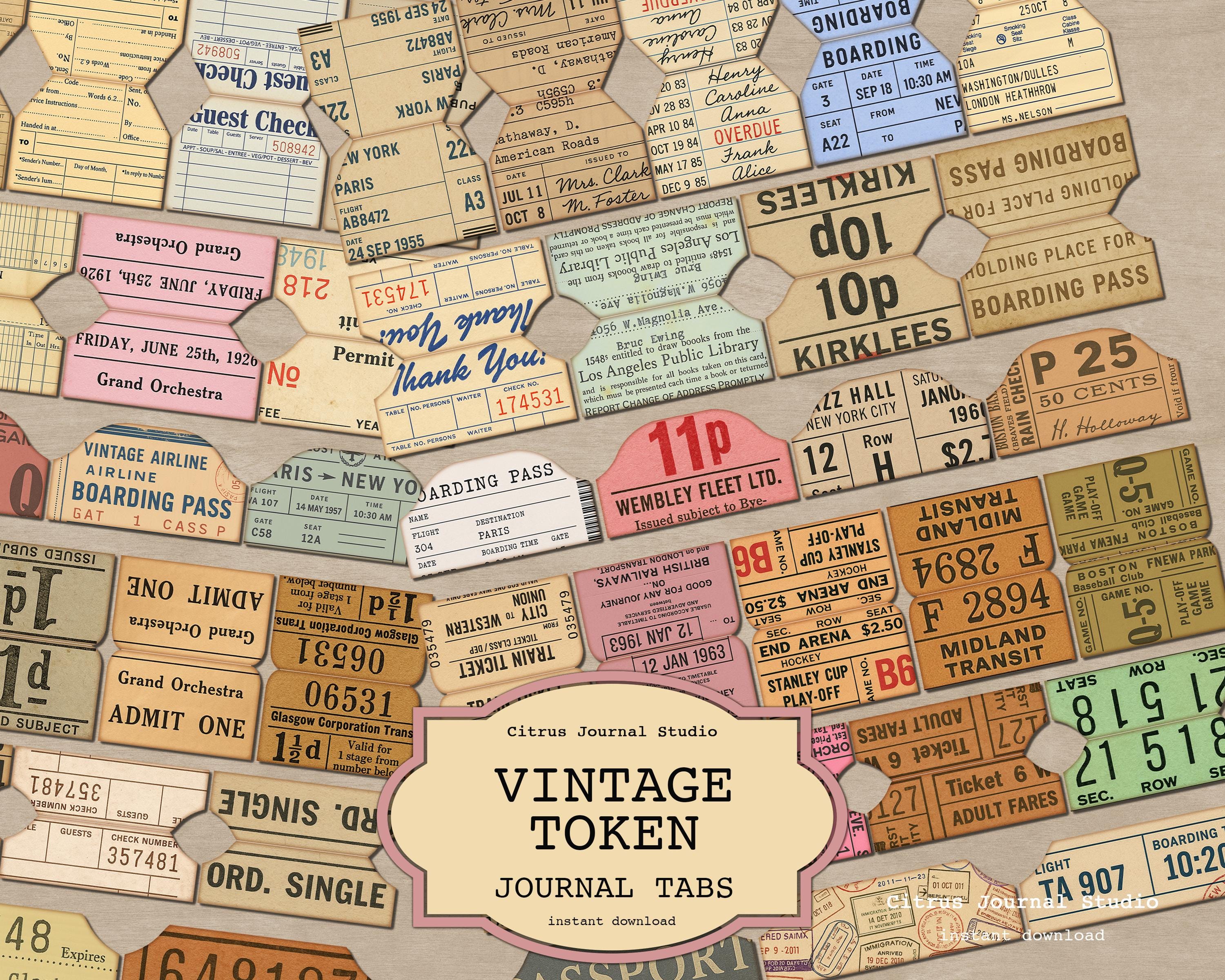 Vintage Junk Journal Tabs, Printable Vintage Ephemera Tabs, Digital Kit ...