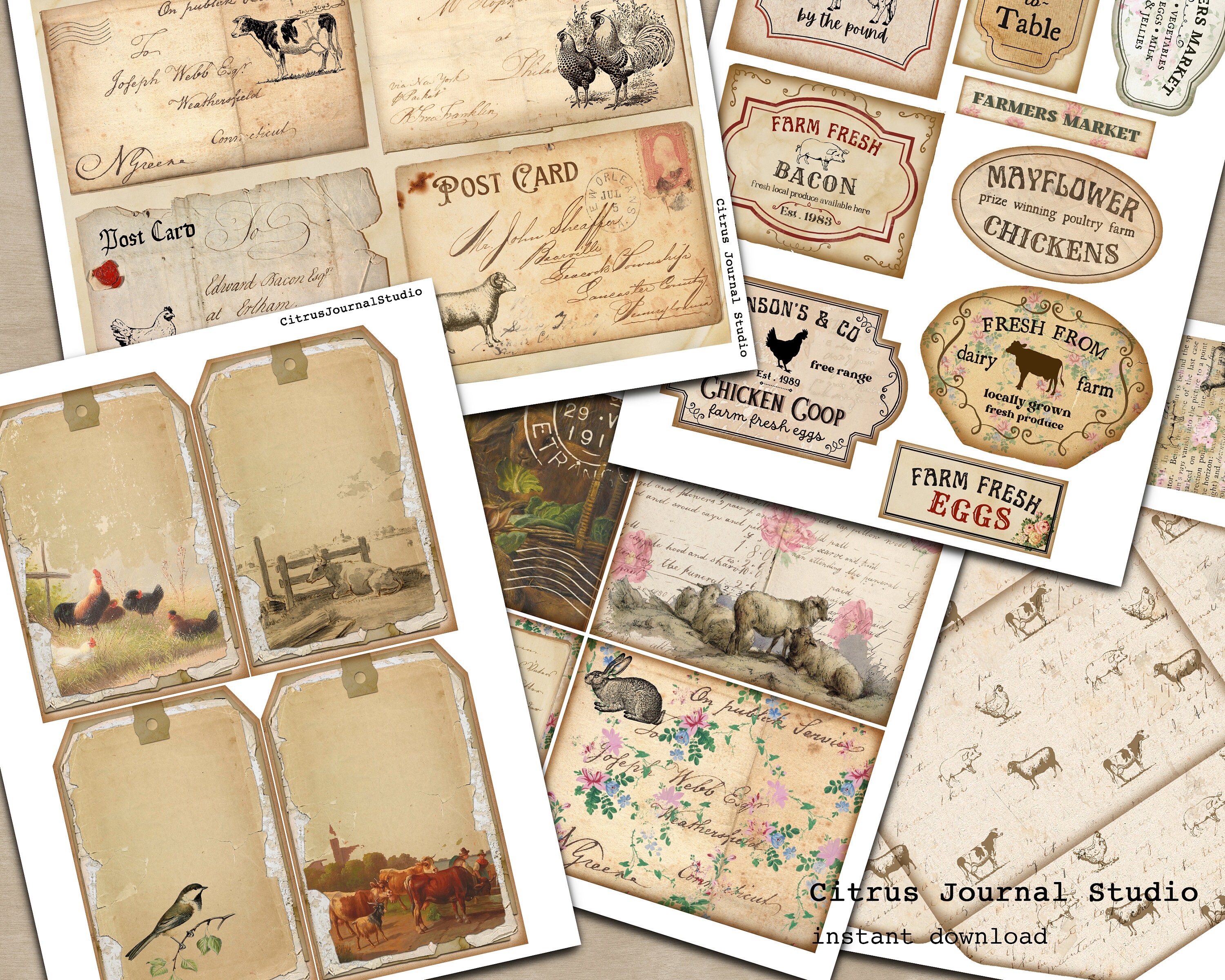 Farm Life Journal, Farm Digital Kit, Country Printable, Junk Journal ...