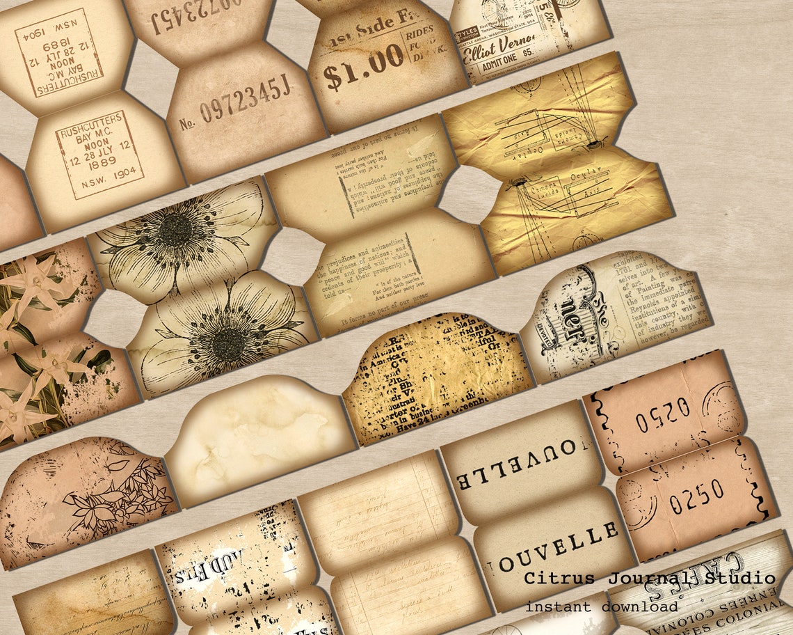 Junk Journal Tabs, Number Tabs, Blank Tags, Vintage Ephemera ...
