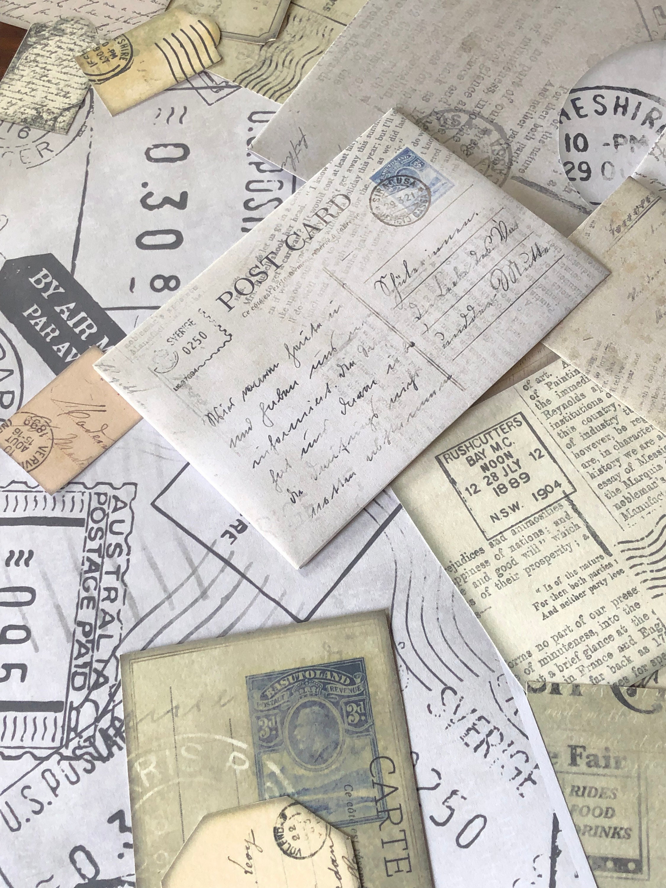 Junk Journal Kit Postcard Collage Sheet Pocket Tags - Etsy