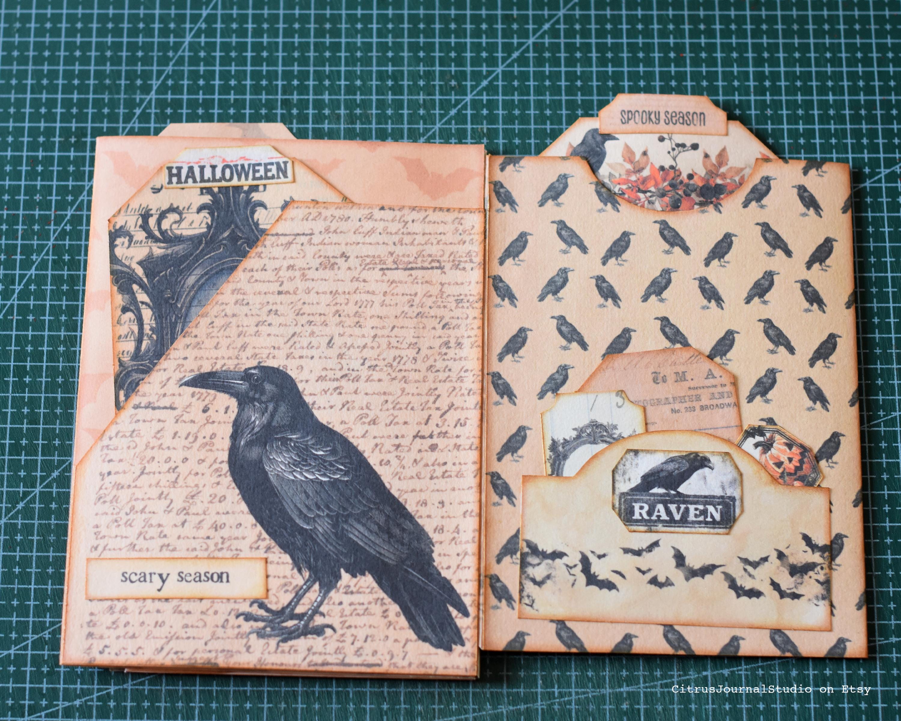Halloween Folio, Raven Folio, Raven Junk Journal, Folding Folio ...