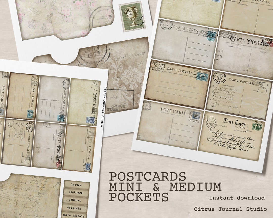 Junk Journal Kit, Postcard, ATC, Digital Kit, Ephemera, Vintage ...