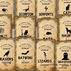Halloween Potion Labels, Witch Potion Labels, Spooky Ephemera ...