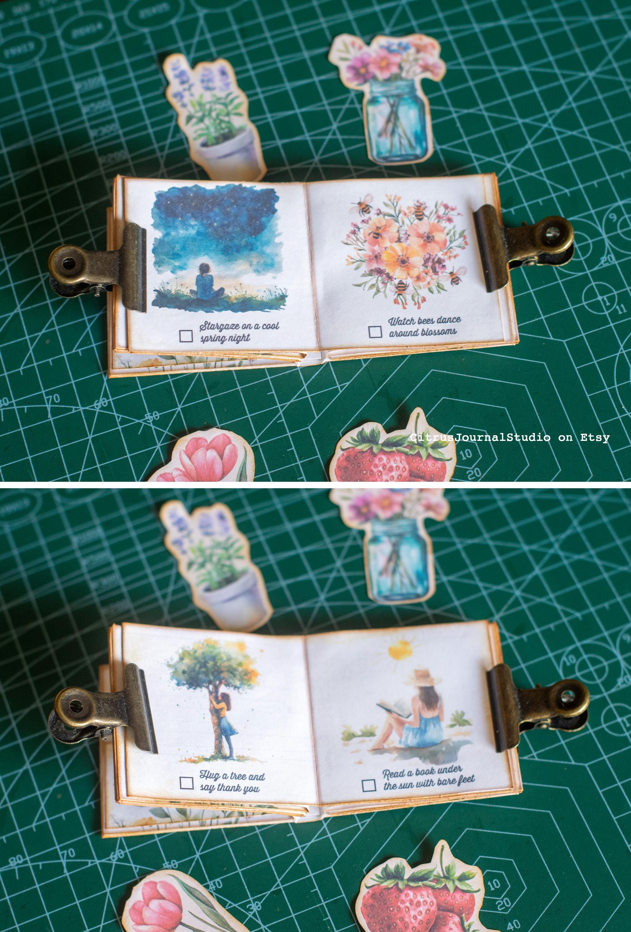 Spring Bucket List Junk Journal, Spring Mini Book, Floral Journal ...
