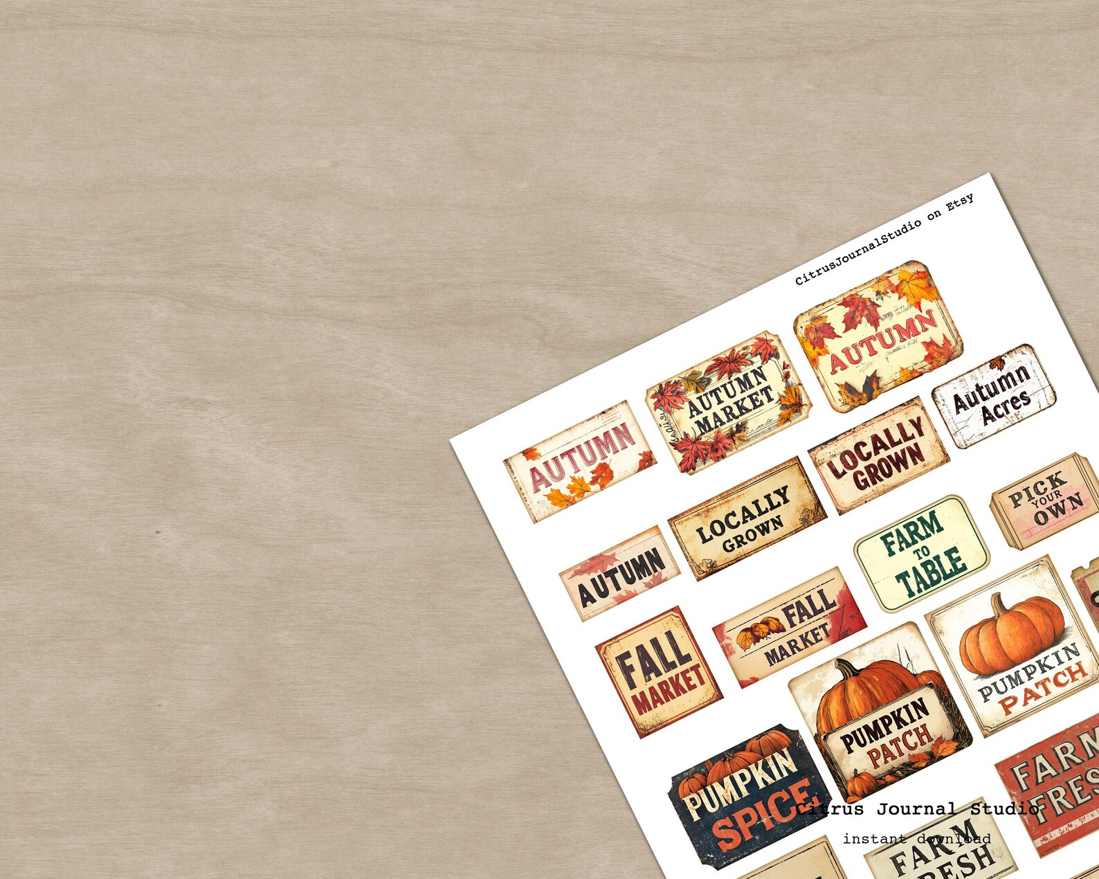 Autumn Labels, Pumpkin Spice, Autumn Ephemera, Vintage Fall Labels ...