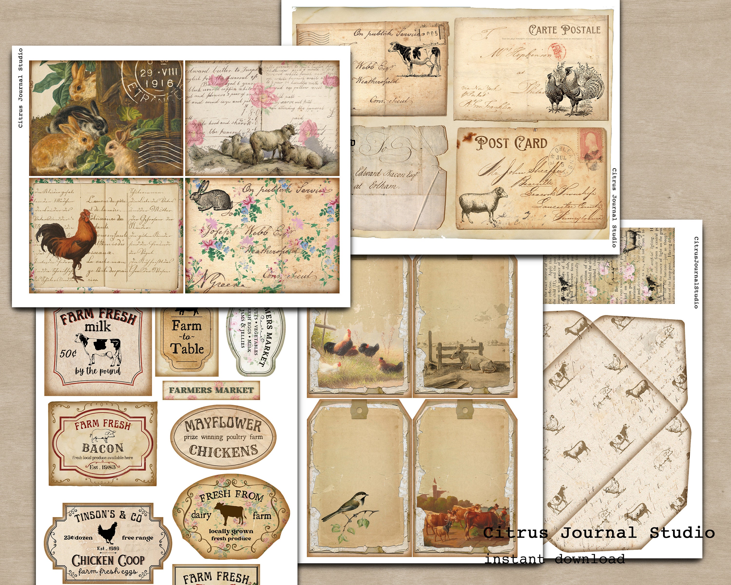 Farm Life Journal, Farm Digital Kit, Country Printable, Junk Journal ...