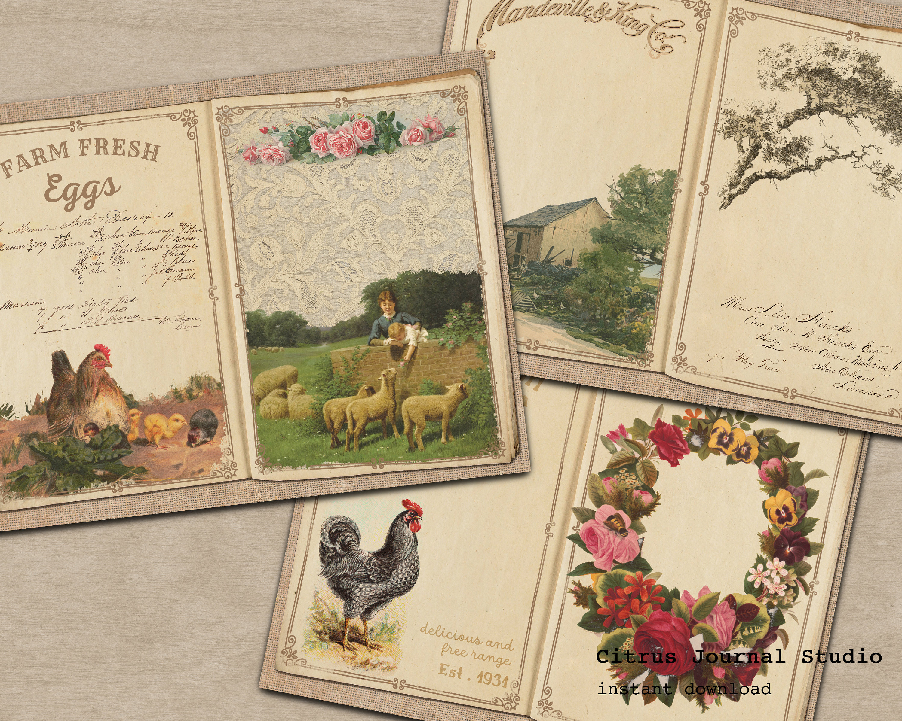 Farm Life Journal, Farm Digital Kit, Country Printable, Junk Journal ...