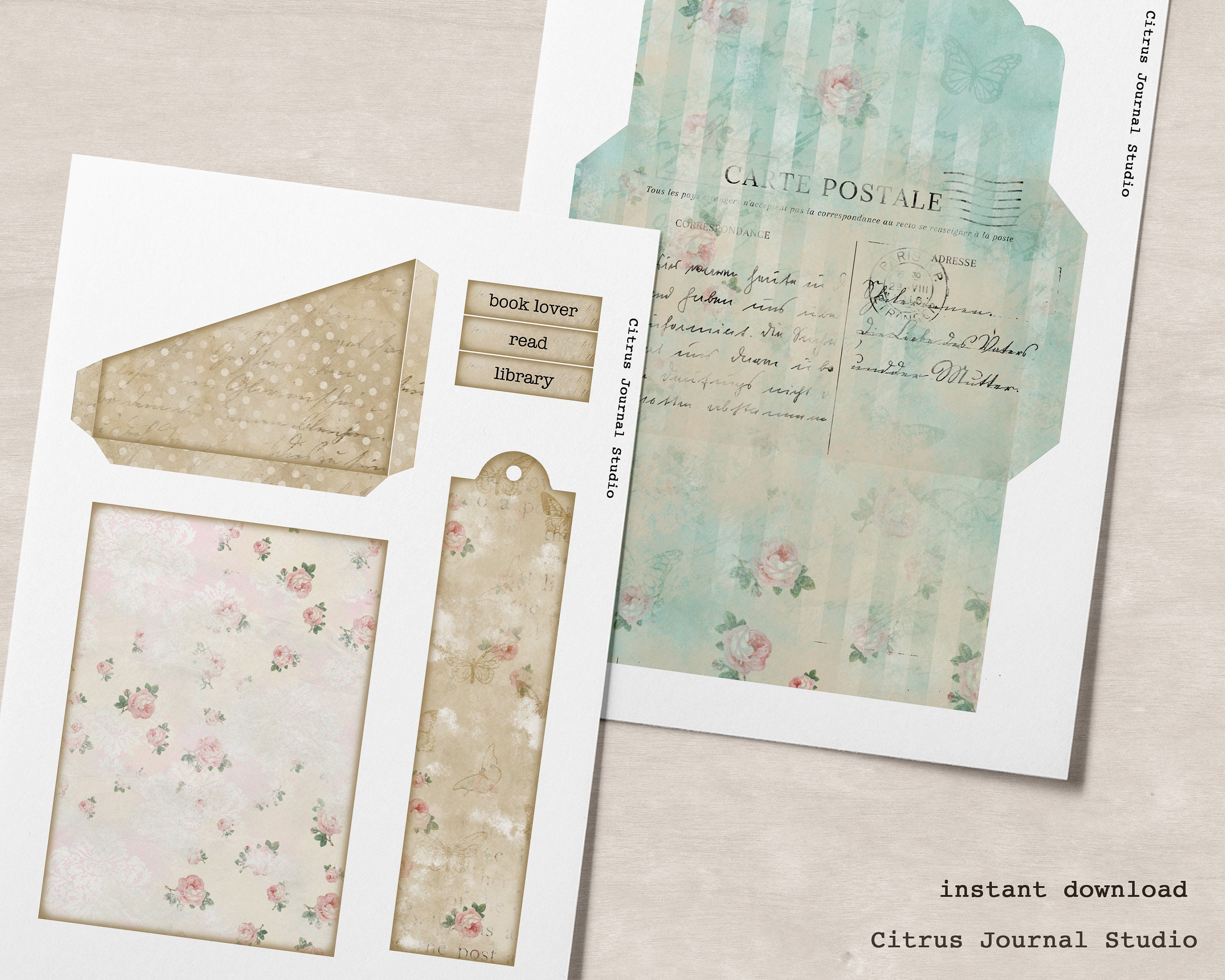 Junk Journal Kit, Library Card, ATC, Digital Kit, Ephemera, Vintage ...
