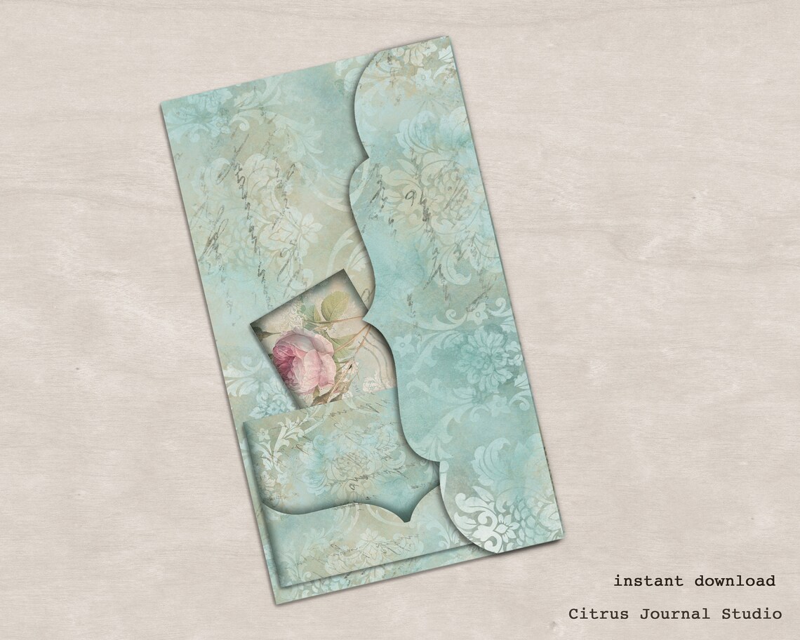 Shabby Blue Junk Journal Kit Trifold Folio Journal Insert - Etsy