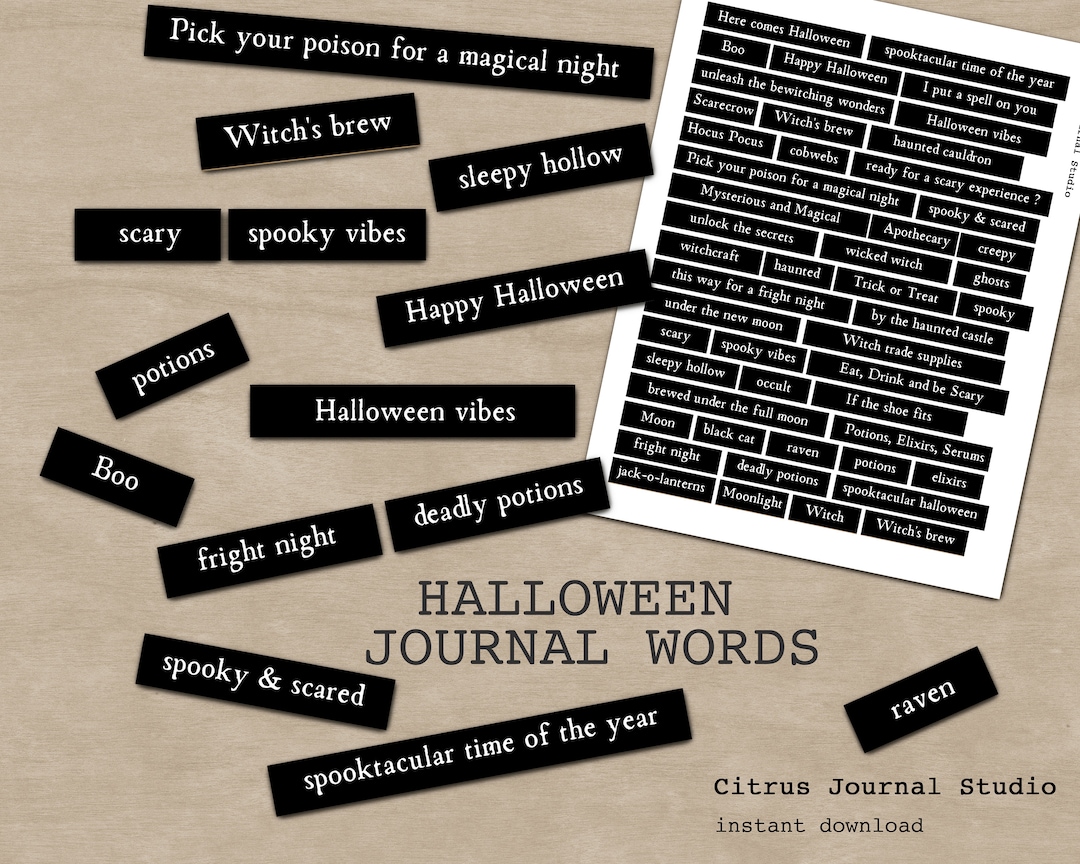 Halloween Journal Words, Junk Journal Words, Halloween Quotes, Spooky ...